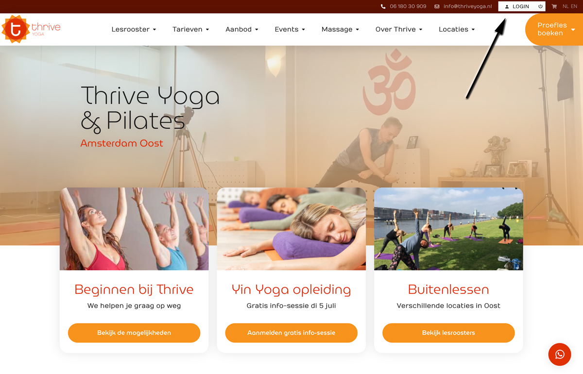 Uitleg website • Thrive Yoga & Pilates • Amsterdam Oost
